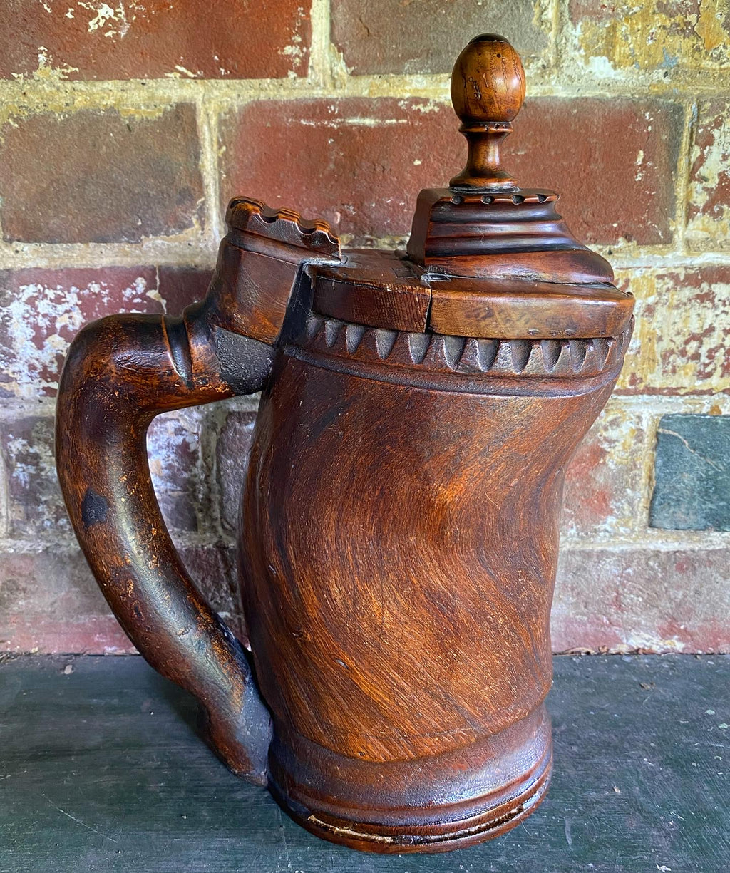 Antique Folk Art Scandinavian birch wood jug – Chairman Antiques